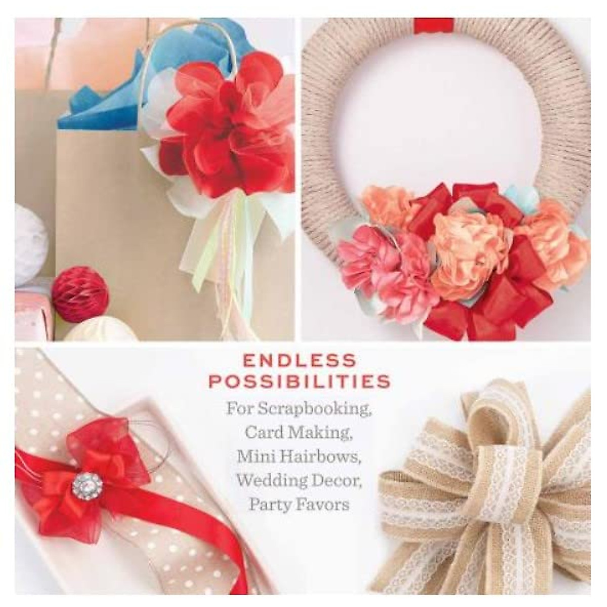 Bowdabra Designer Bow Maker Kit, Large Bundle with 100yd Gold Bow Wire for Creating Gift Bows, Swags, Decorations, Hair Bows, Party Favors, Corsages