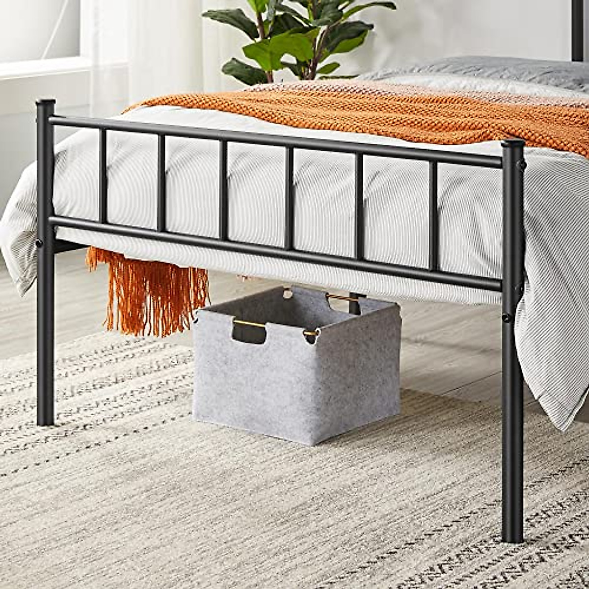 Yaheetech 2 Pcs 13 inch Twin Size Metal Bed Frame with Headboard and Footboard Platform Bed with Storage No Box Spring Needed Mattress Foundation, Black