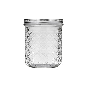 LAIBY Ball Quilted Crystal Jelly Jars (Case of 12), 8 oz glass jars with lids, Canning Lids Wide Mouth, Storage Glass Jar With Airtight Lids And Bands For Preserving, Jam, Honey and Jelly