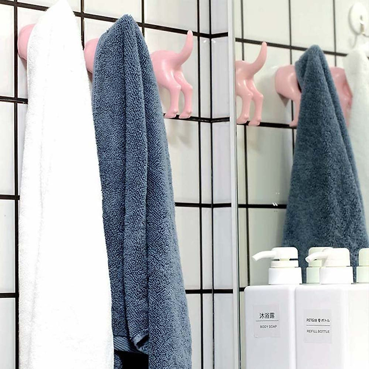 5Pcs Dog Tail Hooks,Wall Mounted Dog Butt Hook Door Hanger, Hat Coat Key Leash Towel Hanger, Key Holder for Wall Rustic Decor Dog Lovers Gifts