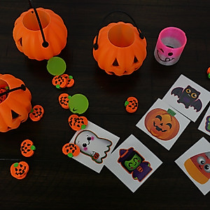 24 Mini Pumpkin Trick or Treat Buckets Bulk Halloween Candy Holders Container for Kids, Halloween Goodie Bags, by 4E's Novelty