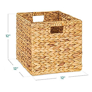 Best Choice Products 12x12in Hyacinth Baskets, Rustic Set Of 5 Multipurpose Collapsible Storage Organizer, Handwoven Laundry Totes for Bedroom, Living Room, Bathroom, Shelves w/Inserts - Natural