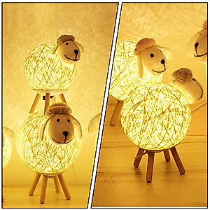 Lamb Night Light Cute Sheep LED Bedside Nursery Lamp Animal Desk Lamp Battery Powered Globe Light Decoration for Birthday Home Dorm Decor Yellow