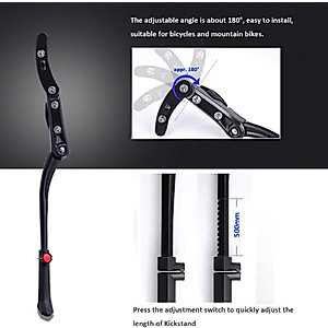 Bike Kickstand, Adjustable Rear Mount Aluminum Alloy Bicycle Kickstand for 26” 28” 700C 24”- 29” inch Adult Bike Mountain bike Road Bike BMX MTB