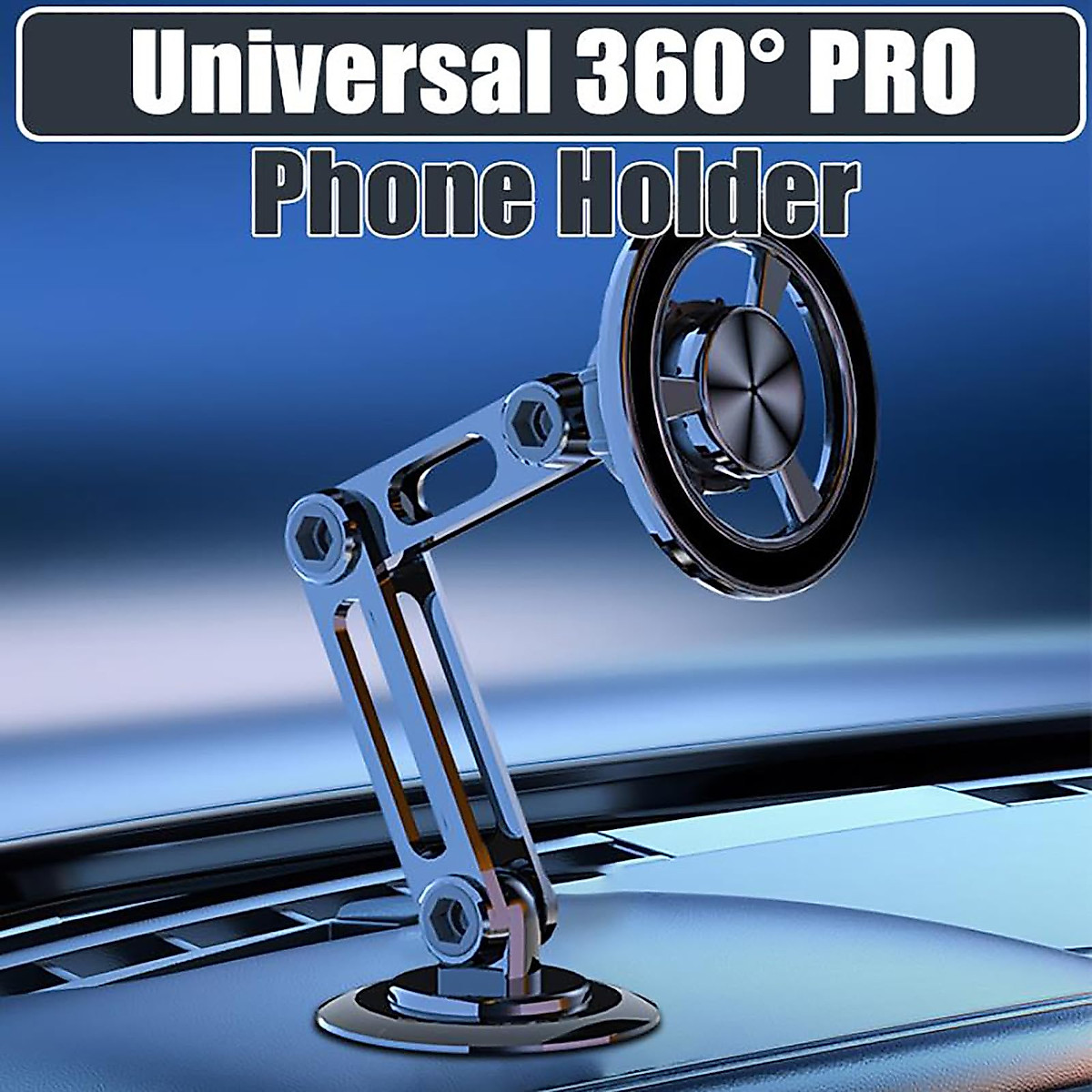 Uscallm Magnetic Car Phone Holder, Metal Car Navigation Holder, 360 Degree Rotatable Head Suction Cup Foldable Car Mount, Phone Universal #