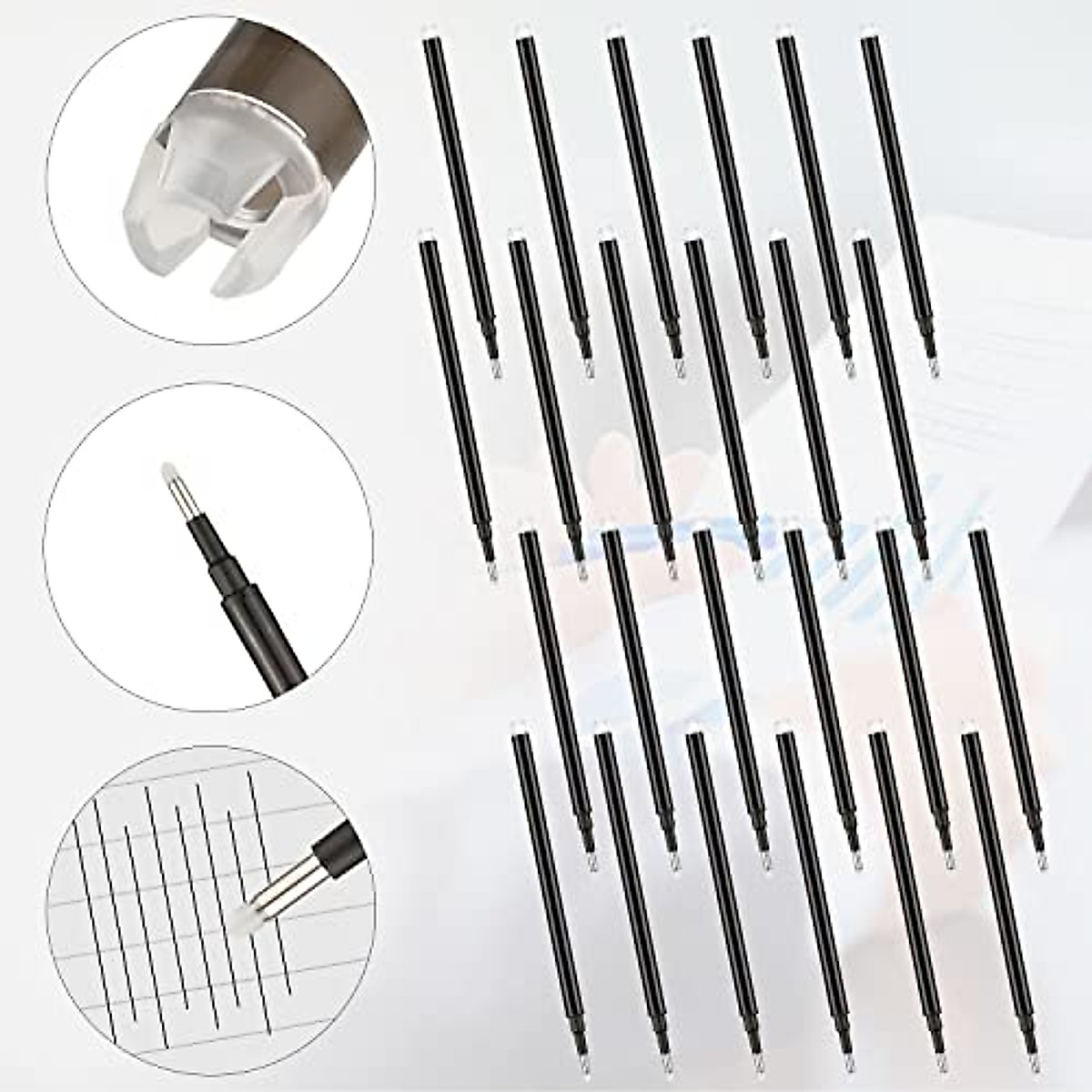 24 Pieces Gel Ink Refills Erasable Gel Refills for Erasable Gel Ink Pens, Fine Point 0.7 mm (Black)