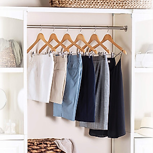 ZOBER High-Grade Wooden Suit Hangers (10 Pack) with Durable Adjustable Metal Clips, 360° Swivel Hook, Shoulder Notches for Dress Coat, Blouse, Jacket