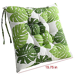 Outdoor Chair Cushions Patio Chair Pads Bistro Seat Cushions with Ties Tropical Palm Leaves Pattern Dining Chair Seat Pads for Indoor Garden Patio Home Office Sofa Living Room Decorations 16 Inch