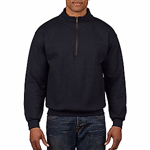 Gildan Adult Fleece Quarter-Zip Cadet Collar Sweatshirt, Style G18800, Black, Medium