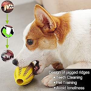 LKSTK 3 Pack Dog Toy Balls, 4.33” Interactive Rugby Dog Toys, Durable Dog Puzzle Rubber Ball Teeth Cleaning Dispensing Toy Nontoxic Bite Resistant Toy Ball for Small Medium Large Dogs