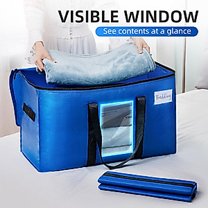 TAILI Extra Large Moving Bags, 4 Pack Heavy Duty Totes For Storage with Visible Window, Wrap Around Handles, Storage Bags for Space Saving Moving Storage, Alternative to Moving Boxes