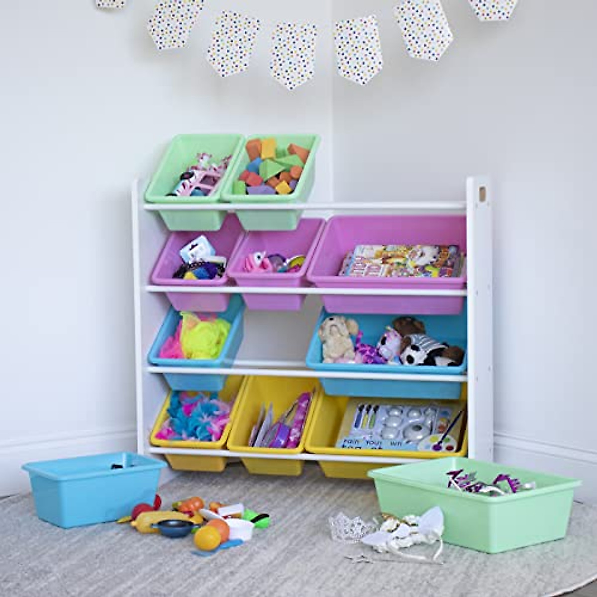 Humble Crew, White/Pastel Kids' Toy Storage Organizer