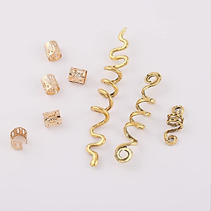 FRDTLUTHW 18Pcs Hair Accessories Loc Hair Jewelry for Women Braids, Dreadlock Beads Metal Hair Clips Decoration Gold(Multiple Styles)-style4