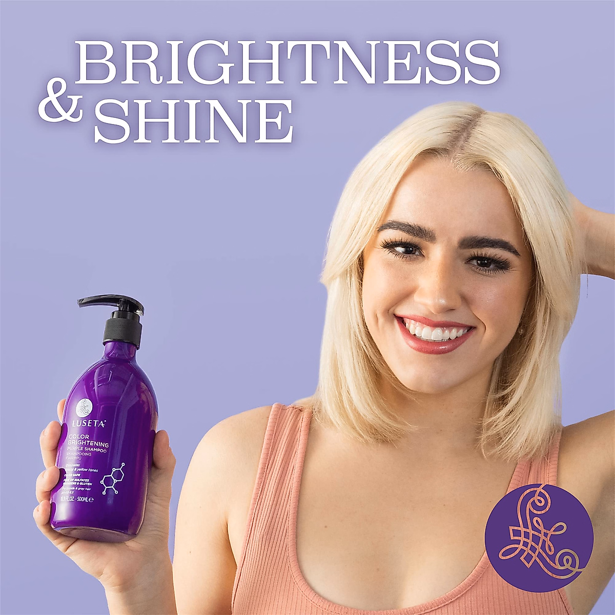 Luseta Purple Shampoo for Women - Blonde, Grey, Color Treated, Curly and Damaged Hair - 16.9oz, Sulfate & Paraben Free