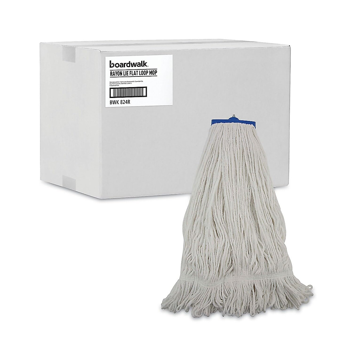 Boardwalk BWK824R 24 oz. Lie-Flat Rayon Fiber Mop Head - White (12/Carton)