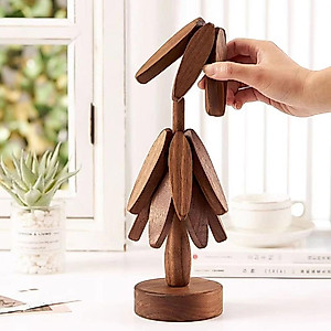 Wooden Trivets for Hot Dishes,Tree Shape Trivet Set,Tree Coasters Set of 4,Hot Dish Coaster with Tree-Shaped Wood Collapsible Hot Pad Trivet Tree for Restaurant/Dishes/Pot/Bowl/Teapot/Hot Pot Holders