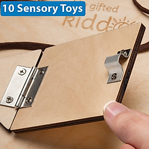 Montessori Busy Board for Toddlers- Wooden Busy Board with Spinning Top - Toddler Activity Board For Fine Motor Skills - Sensory Busy Board For Kids - Travel Educational Preschool Toy