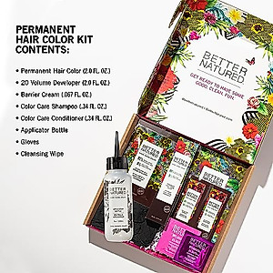 Better Natured 3N Dark Natural Brown Permanent Hair Color Dye Kit (Color, Developer, Barrier Cream, Gloves, Cleaning Wipe, Shampoo and Conditioner) Radiant Color that Lasts up to 8 Weeks
