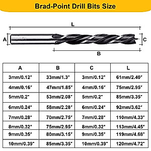 WEAVERBIRD 8PCS Brad Point Drill Bits,3-10mm Spiral Twist Wood Drill Bits Set High Speed Steel Reamer Set Woodworking Electric Drill Hole Opener Wood Drill Bit Set Reaming Drill for Wood Drill Bit Set
