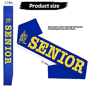Class of 2025 Senior Sash, Royal Blue Satin Finally Graduated Sash with Gold Printing Letters Cheerleader Senior Sash for Class of 2025 Graduation Party Celebrations Supplies(Royal Blue+Gold)