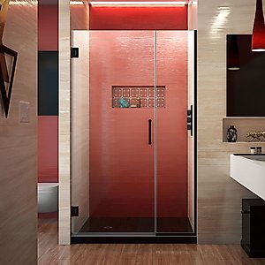 DreamLine Unidoor Plus 39 1/2 - 40 in. W x 72 in. H Frameless Hinged Shower Door in Satin Black, SHDR-243957210-09