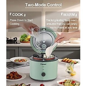 CHACEEF Rice Cooker 3-Cups Uncooked, Green & CHACEEF Travel Electric Kettle, Pink