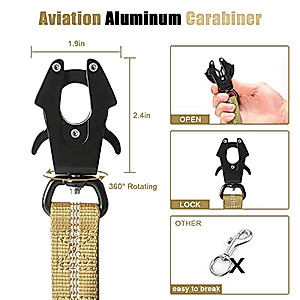 Raipult Heavy Duty Tactical Bungee Dog Leash, 4-6FT No Pull Dog Leash with Quick Release Carabiner, Reflective Shock Absorbing Leashes with Car Seatbelt for Medium Large Dogs,Khaki