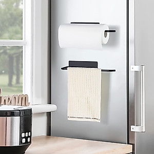 Magnetic Paper Towel Holder,Magnet Shelf Black for Refrigerator Toolbox Grill,12x3.1inch Fit Larger Paper Roll