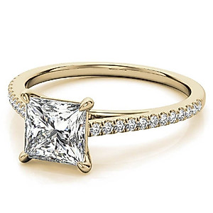 10K Solid Yellow Gold Handmade Engagement Ring, 3 CT Princess Cut Moissanite Diamond Solitaire Wedding/Bridal Ring for Women/Her, Minimalist Rings Anniversary Ring For Gifts (7)