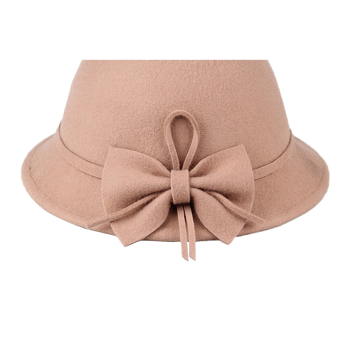 DANTIYA Kids Girls Winter Warm Bucket Hats Fedoras with Belt (Khaki)
