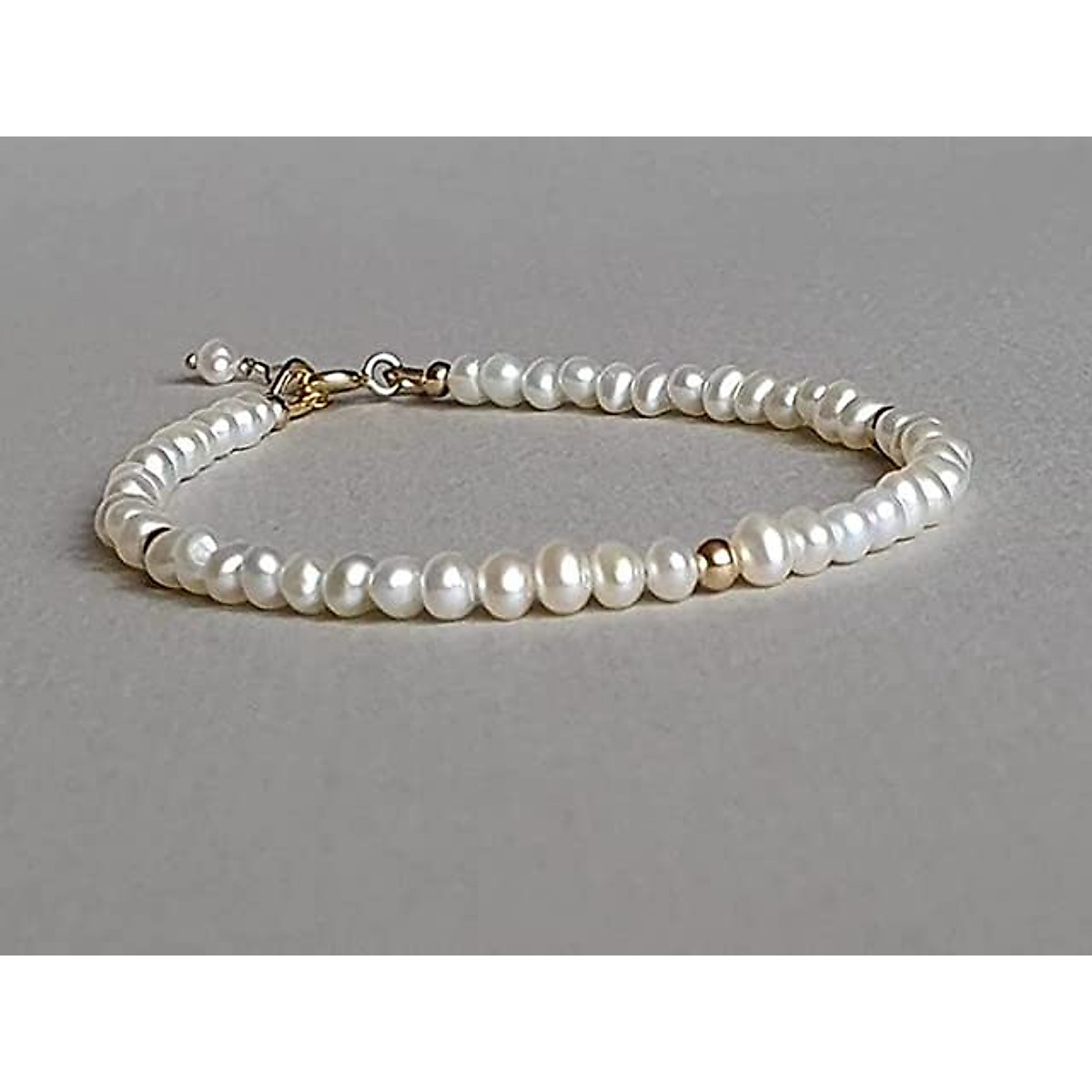 YONKU Gold pearl bracelet, 14K gold filled pearl jewelry, thin pearl bracelet, bridesmaid YO-BRACE-7212