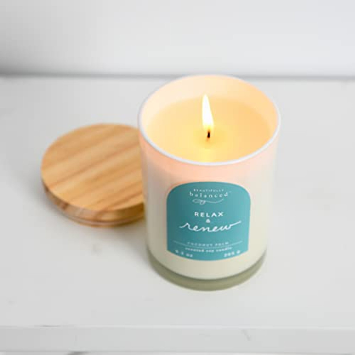 Beautifully Balanced Scented Lidded Glass Soy Candle, Relax + Renew, 9.3 oz.
