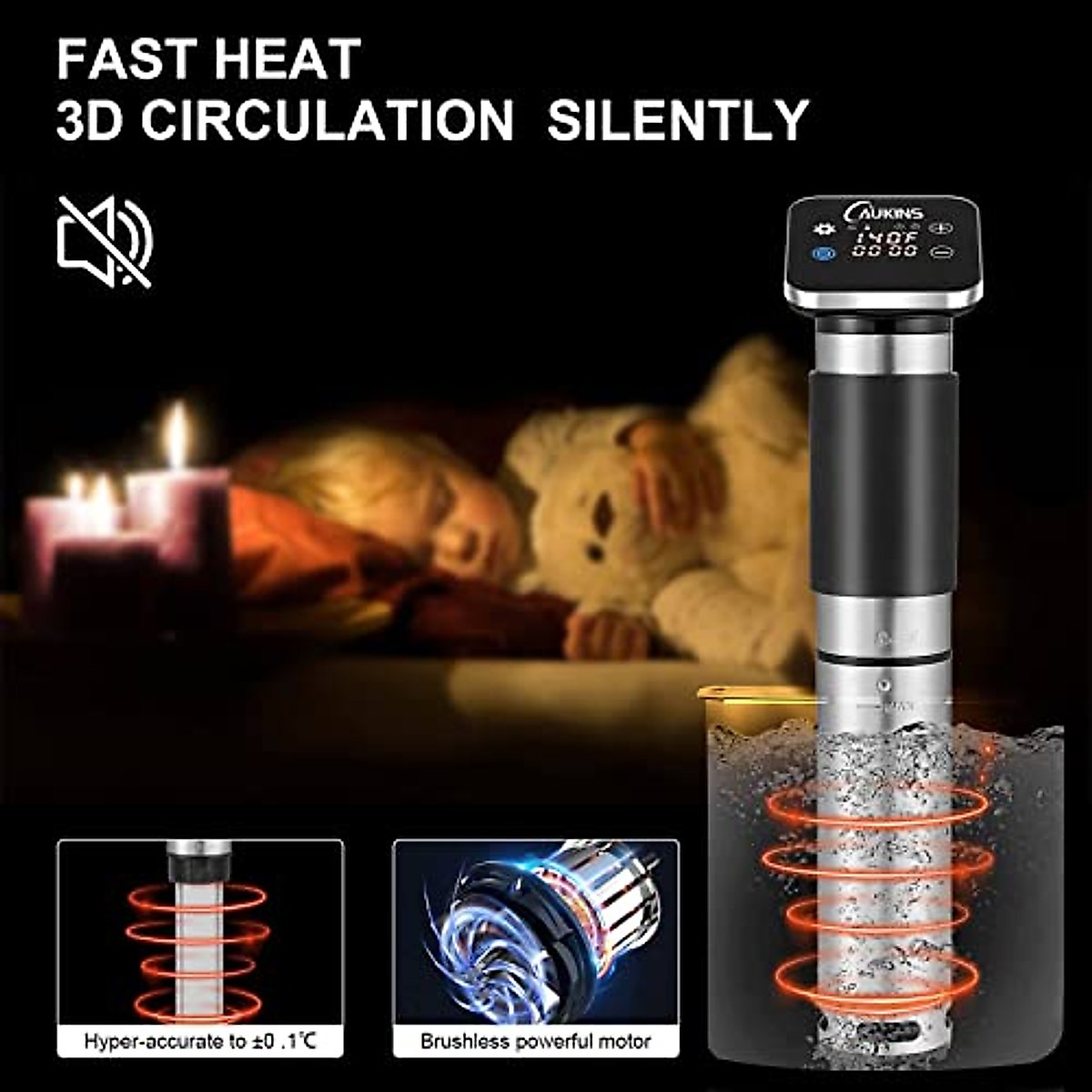 CAUKINS Sous Vide Machine Suvee Cooker：Sous-vide 1100 Watts Sous Vide Cooker Sous Vide Kit Immersion Circulators for Precision Cooker