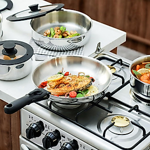 ROYDX 3-Ply Pots and Pans Set, 18/10 Stainless Steel Kitchen Removable Handle Cookware Set,PFOA Free, for All Stoves, Suitable for Home, RV, Boat, Camping, Space Saving Induction Oven Safe