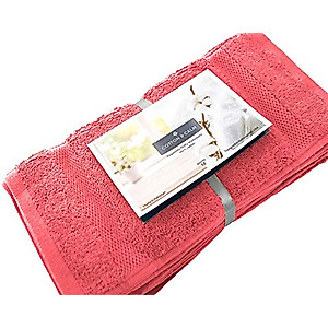 Cotton & Calm Exquisitely Fluffy 100% Cotton Wash Cloths Set - Luxurious 12 Pack Coral Washcloths - 13x13 inches Face Towel - Super Soft, Thick & Absorbent for Face, Hand, Gym & Spa