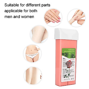 Roll-On Wax Cartridge for Hair Removal 100g Roller Depilatory Wax for Body Legs Arms Armpit Bikini Hair Removal Professional or Home Uses(Rose)