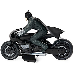 DC Comics, The Batman Batcycle RC with Batman Rider Action Figure, Official Batman Movie Styling, Kids Toys for Boys and Girls Ages 4 and Up