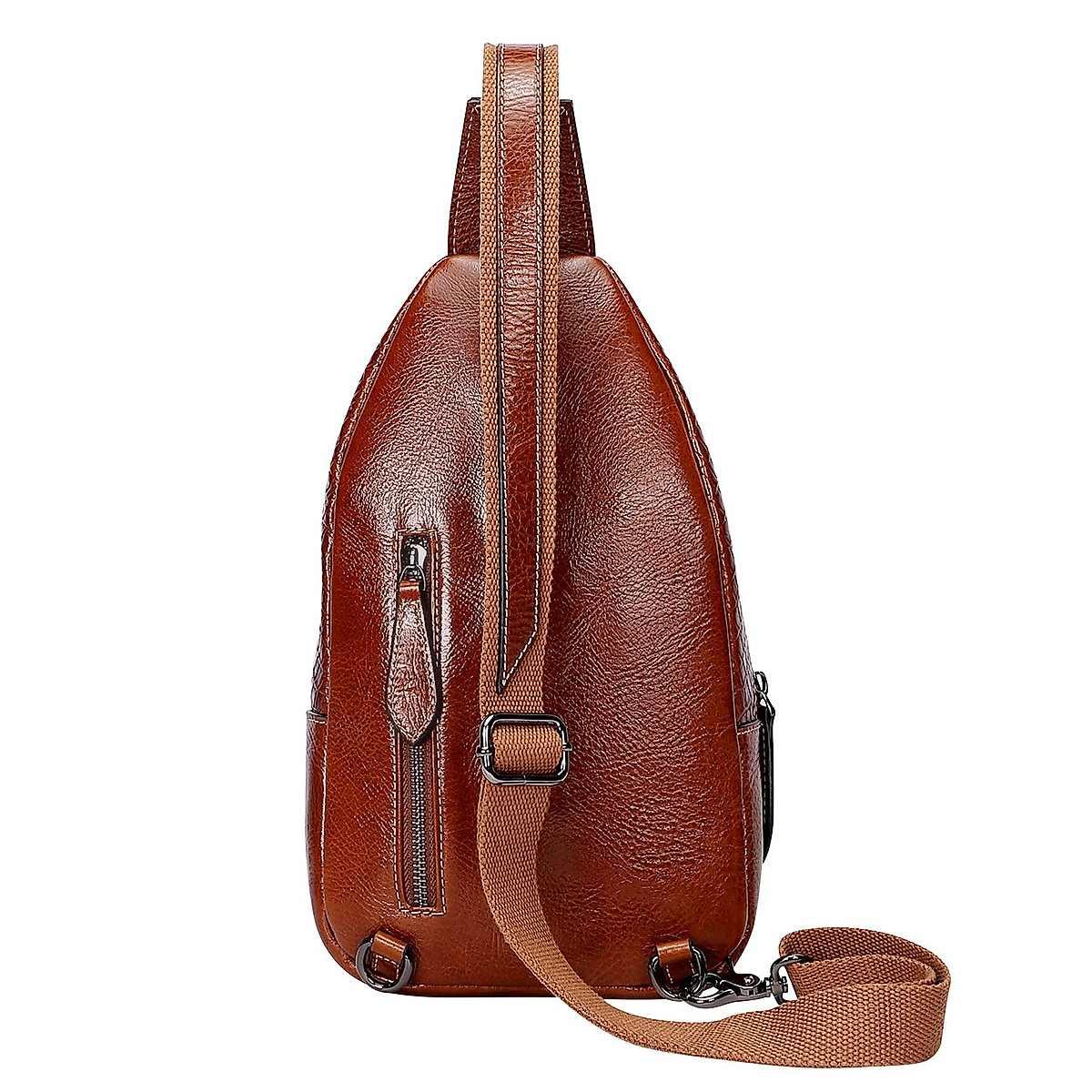 PIJUSHI Genuine Leather Sling Bag Backpack For Men Women Casual Crossbody Shoulder Chest Daypack（8802B Brown ）