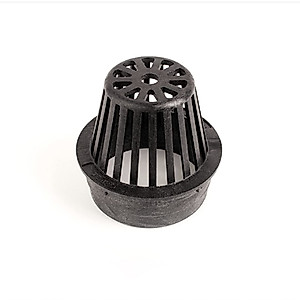 Premium USA Made 4" Inch Black Outdoor Round Atrium Drain Grate Cover - Fits All 4" Inch Sewer & Drain Pipe/Fittings, Also Fits Triple Wall Pipe & Corrugated Landscape Pipe 4" (Black)