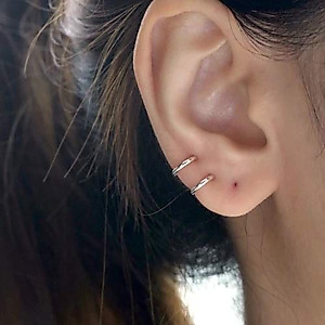 Sterling Silver Hoop Earrings- Cartilage Earring Small Hoop Earrings for Women Men,3 Pairs of Hypoallergenic 925 Sterling Silver Earrings(3 pairs 6mm）