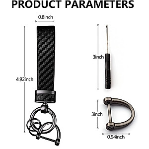 Turcee 2PCS Carbon Fiber Car Keychain Kit,Gift for Men and Women,Quick Release Spring with D-Ring Anti Lost Car Keychain Organizer