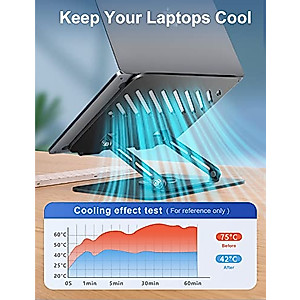 Vaydeer Adjustable Laptop Stand with 360° Free Rotation Base and Foldable Design Ergonomic Laptop Riser Fits for MacBook, Dell, HP and More 10-15.6” Laptops (Black)
