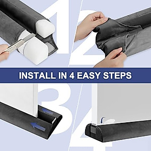 HADOR Door Draft Stopper for Bottom of Door, 36 Inch Under Draft Air Noise Light Blocker 30"- 36" Double Side Triangle Soundproof Sweep Filler Seal Gap up to 1.7" for Patio Sliding Door Guard, Black