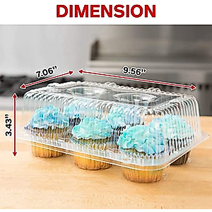 Cupcake Containers High Dome (6 Compartment) 40 Count Disposable Cupcake Boxes for Cupcakes & Muffins