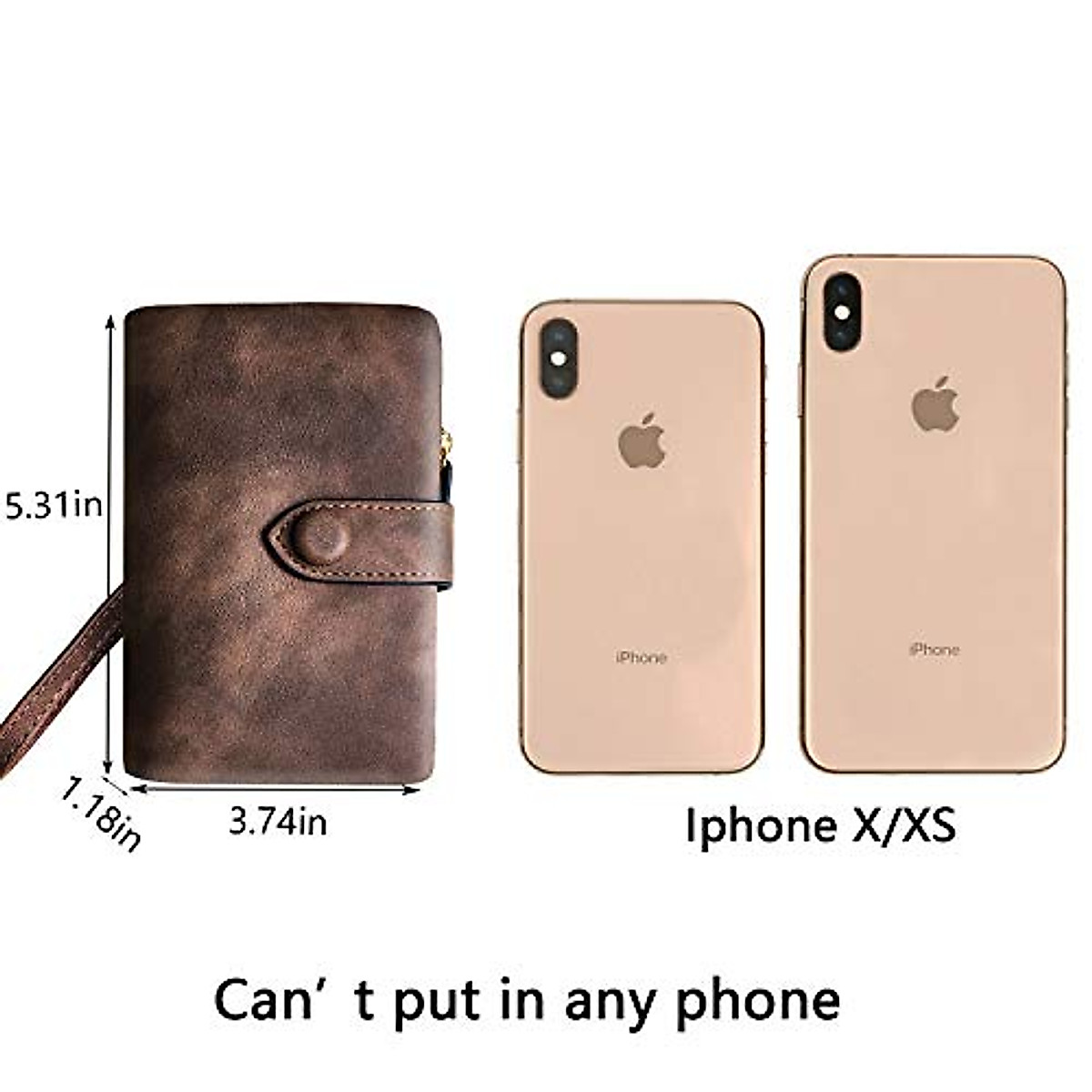 AOXONEL Women's Small Bifold Leather wallet Rfid blocking Ladies Wristlet with Card holder id window Coin Purse (Brown)