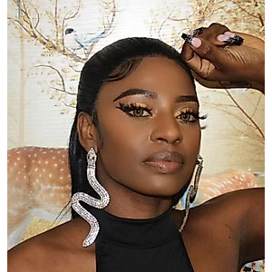 Oversized Silver Snake Earrings for Women Rhinestone Vintage Eygption Alt Gothic Punk Statement Earrings Dangling