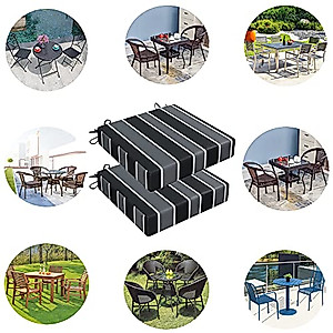 Outdoor Patio Cushions17"X 17"black White grey stripes Waterproof Garden Lawn Patio Furniture Chair Cushions Set of 4 thicken High Density Sponge Filling for Patio Outdoor Furniture decorative cushion