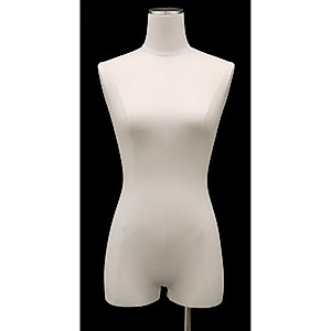 Adult Female White Linen Pinnable Dress Form Mannequin 3/4 Torso with Thighs and Rolling Chrome Base #F1WL-WCDX