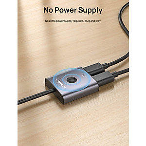 HDMI Switch 4K 60Hz【with 1.3FT HDMI Cable】, JSAUX HDMI 2.0 Switcher 2 in 1 Out Aluminum Bi-Directional Splitter 2 x 1/1 x 2 UHD 3D Compatible for Switch, PS4, Roku, HDTV, Monitor -Grey