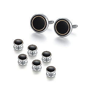 FEER Wedding Man Cuff Link Set Man Shirt Cufflinks Cufflink Shirts Studs Button and Cufflinks for Mens Tie Clips (Color : D)